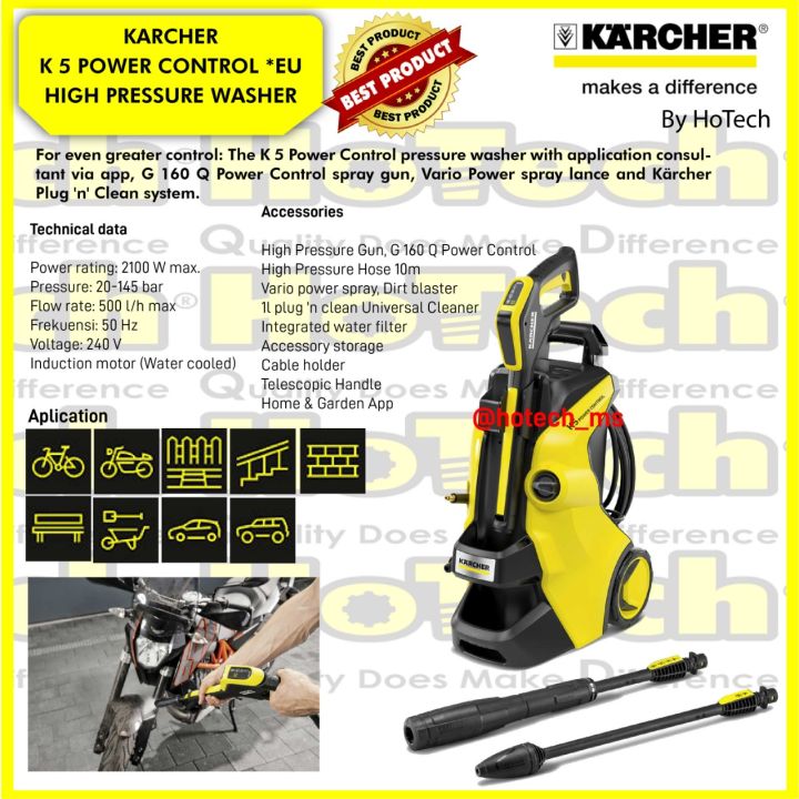 KARCHER HIGH PRESSURE WASHER K 5 POWER CONTROL 2100 Watt 145 Bar ...