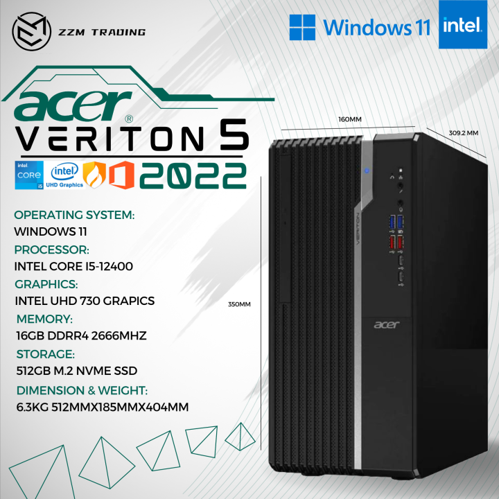 Acer Veriton S 2022 CPU i5-12400 UHD 730 16GB DDRR4 512GB | Lazada PH