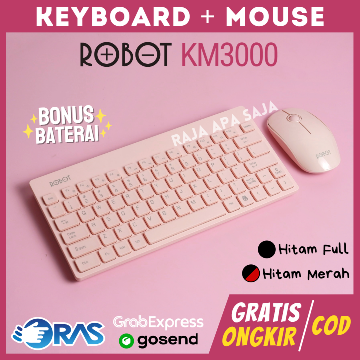 KEYBOARD MOUSE ROBOT KM3000 WIRELESS - Untuk Laptop Komputer PC Keybord ...