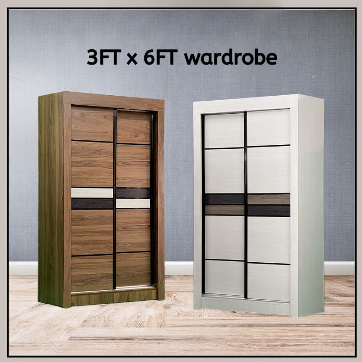 3 FT Sliding Wardrobe / 3 Kaki Almari Baju Sliding Door 2 Sliding Doors ...