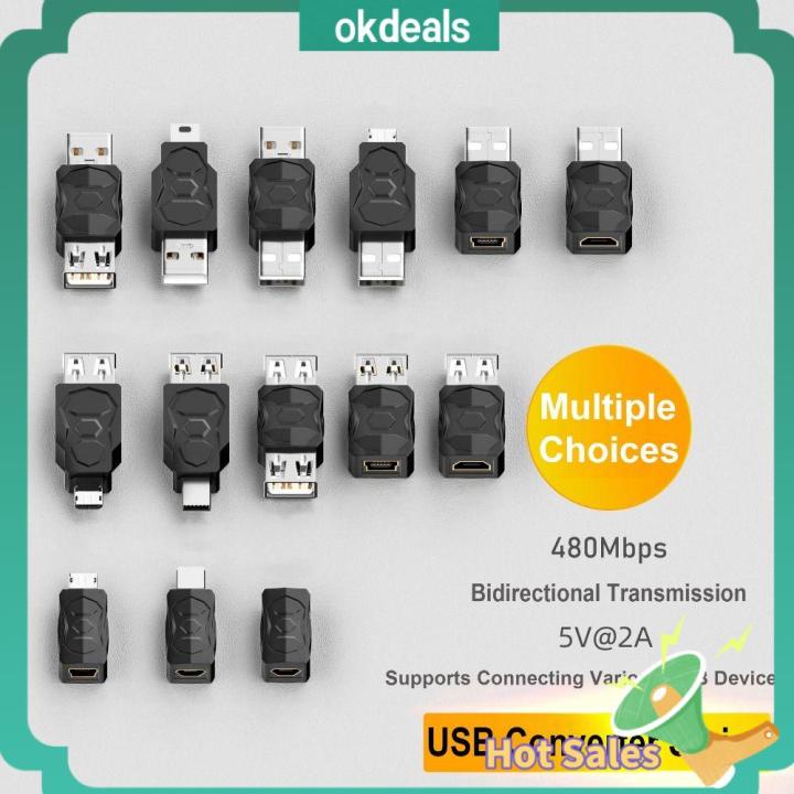 OKDEALS Bidirectional USB-A to Micro USB Converter Male to Female ...
