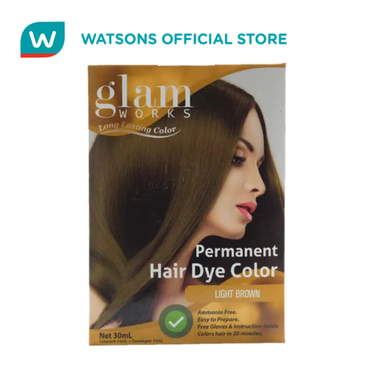 GLAMWORKS Permanent Hair Dye Color Light Brown 30ml | Lazada PH