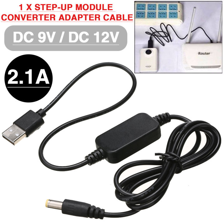 idealhere DC-DC Converter Cable USB 5V to 9V/12V DC Jack 5.5*2.1mm Step ...