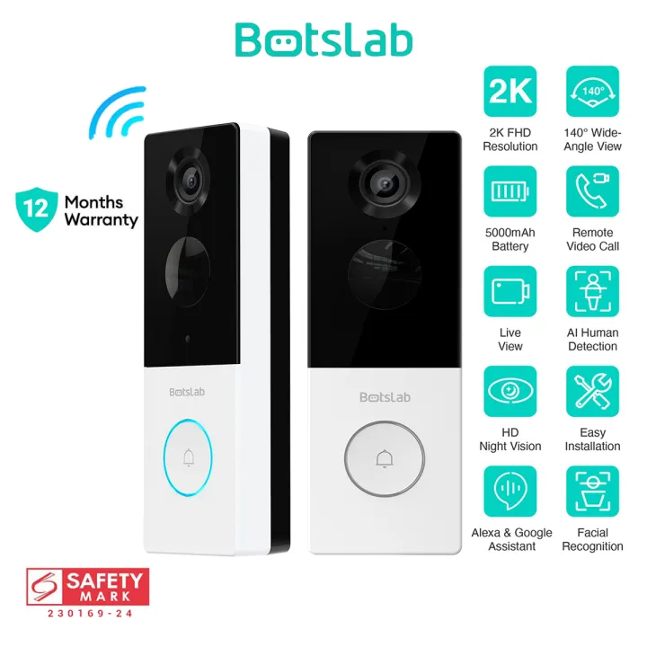 Botslab Video Door Bell Camera Wireless Doorbell Smart Doorbell 2K ...