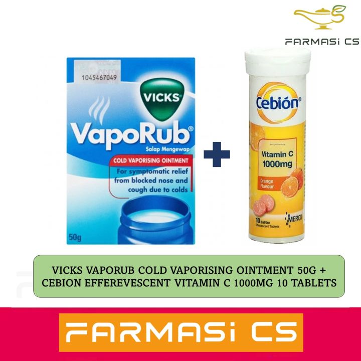 VICKS VapoRub Cold Vaporising Ointment 50g EXP:02/2027 + Cebion ...