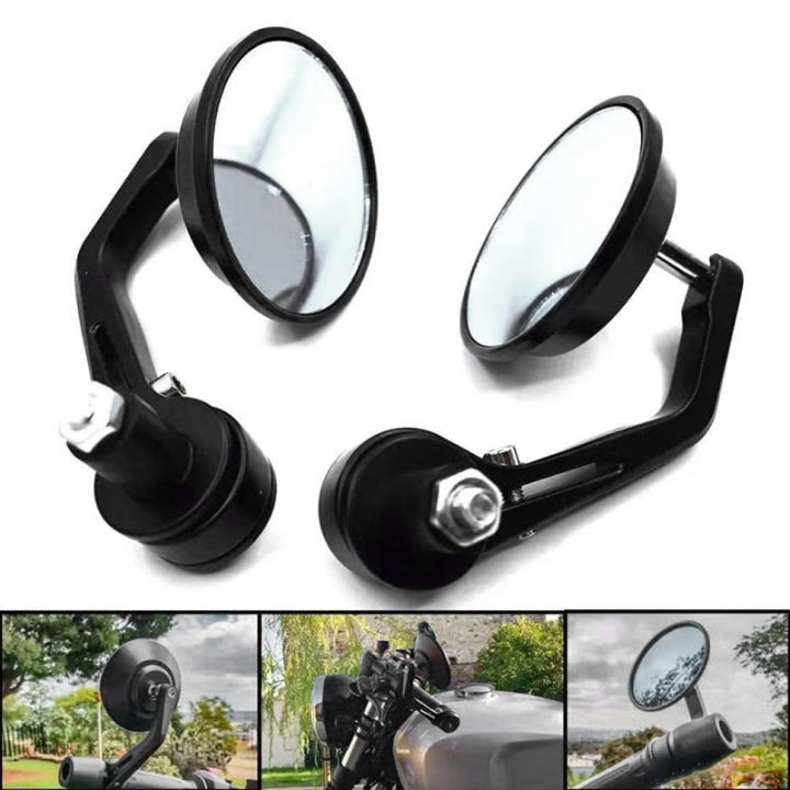 PMShop Motorcycle Side Mirror CNC Alloy Round Bar End Mirrors Universal ...