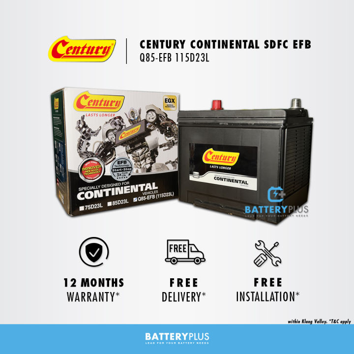 Q85 EFB | 115D23L Century Continental EFB (SDFC) Car Battery For Idling Start-Stop Vehicles ...