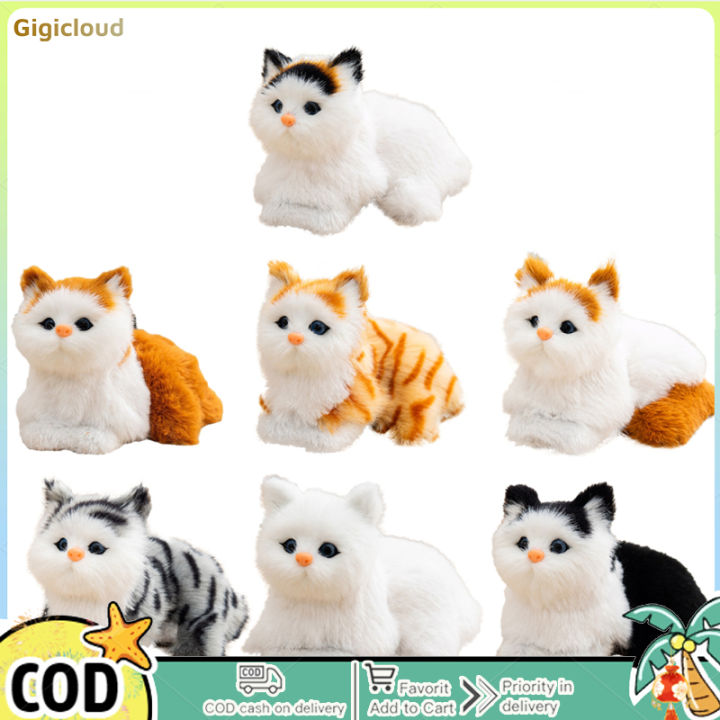 Simulation Cat Plush Toys Soft Stuffed Kitten Plush Doll With Sound ...