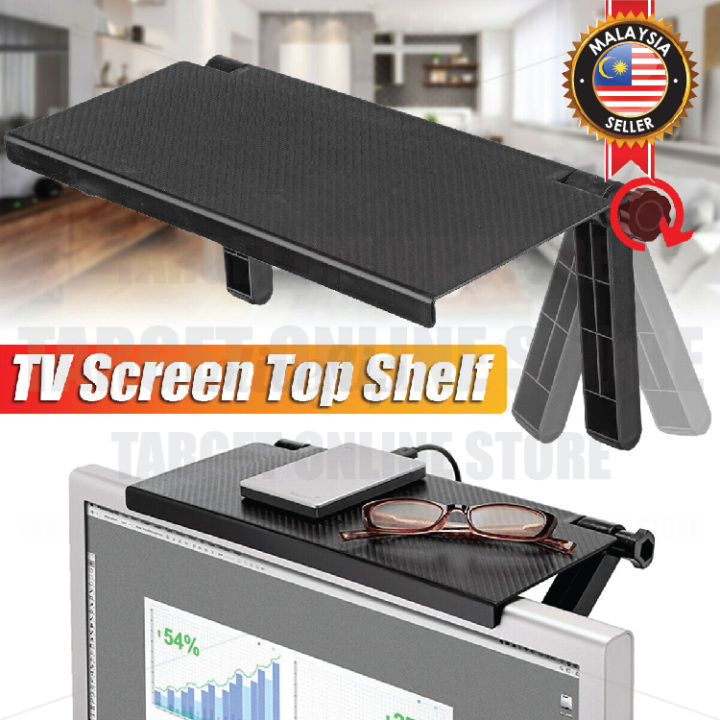 Adjustable Screen Top Shelf TV Screen Caddy Rack Storage Desk Bracket ...