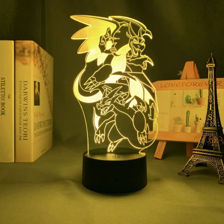 Mage Charizard Pokemon อะนิเมะตัวเลข3D Led Night Light ของเล่นเด็กตก ...