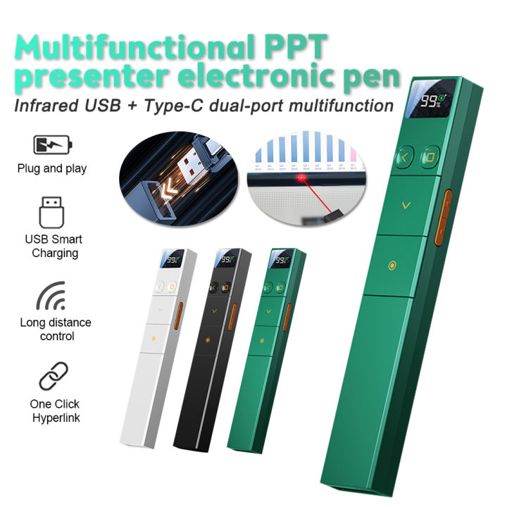 3Tech mall Rechargeable Presentation Clicker PowerPoint PPT Pointer LED Digital Display RF 2 ...