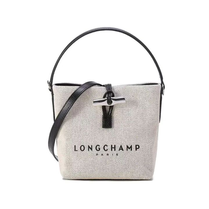 LONGCHAMP Roseau 17 letter LOGO print, canvas patchwork leather trimmed ...
