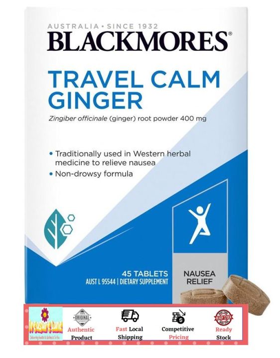 Blackmores Travel Calm Ginger Anti-Nausea (45 Tablets) Expiration Date ...