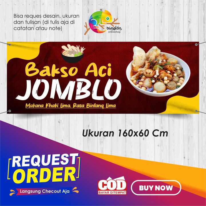 Spanduk 160x60 Banner Bakso Aci Custom Desain | Lazada Indonesia