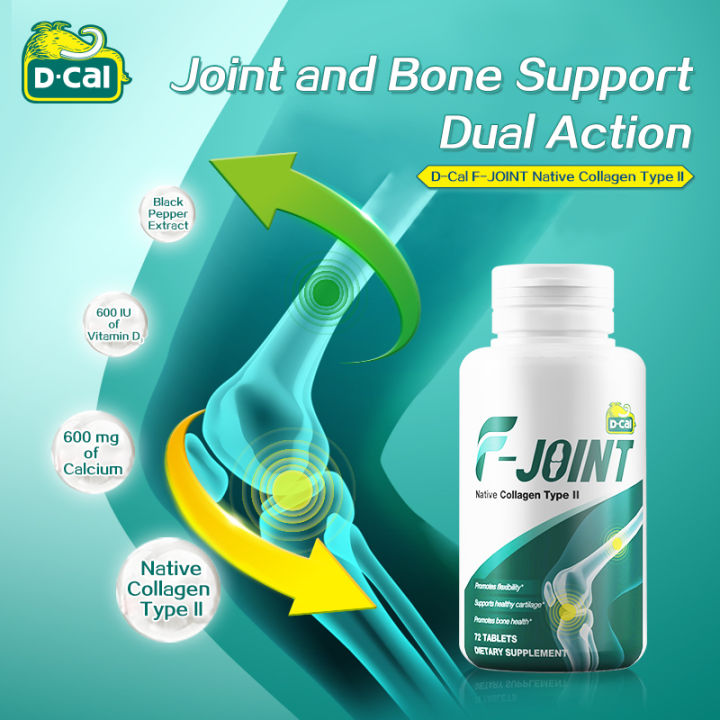 D-Cal F-JOINT Native Collagen Type II Calcium For Adults Joint and Bone ...
