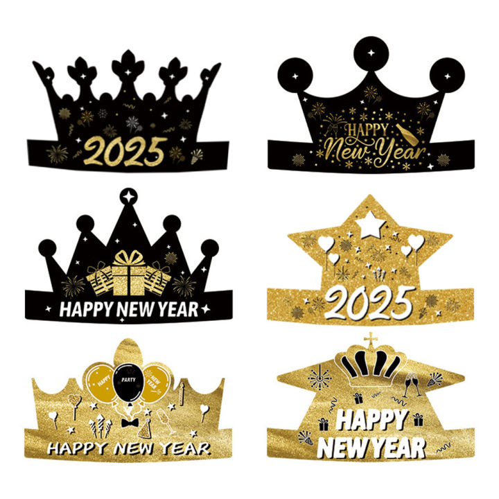 Decorative Crown Hats Fun Paper New Year Hats Adjustable Pack of 6 ...