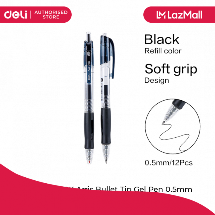 Deli EG08-BK Arrix Bullet Tip Gel Pen 0.5mm Black 1PC | Lazada PH
