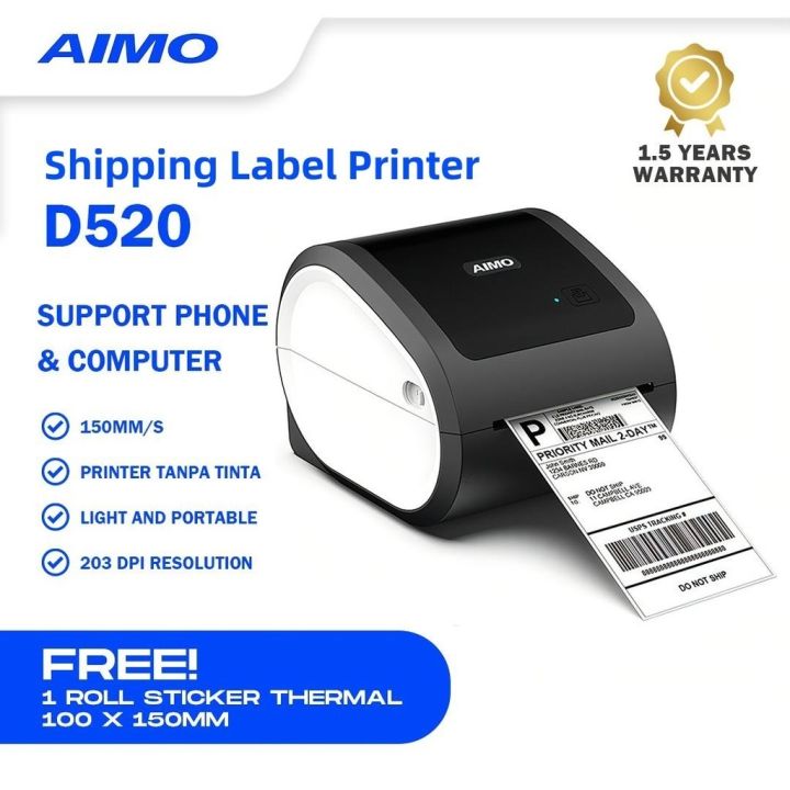 Aimo D520 Printer Bluetooth Label Thermal 100mm USB Bluetooth Label ...