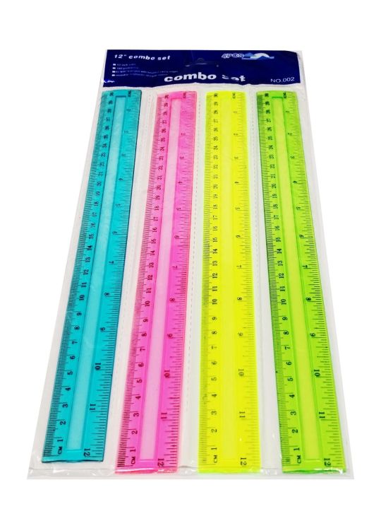 12 inches / 30cm Transparent Plastic Ruler 1piece Random Color (Lt ...