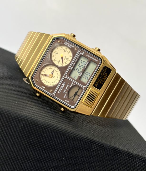 Citizen Watch JG2103-72X Ana-Digi-Temp Digital Retro Style Gold Steel | Lazada PH