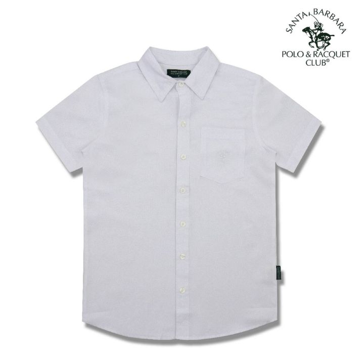 Santa Barbara Polo And Racquet Club Plain White Woven Polo For Men With ...