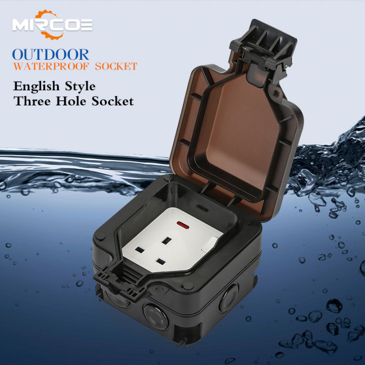 British Standard IP66 pelbagai fungsi tiga lubang 13A soket pengecasan hujan, dua pembukaan ...
