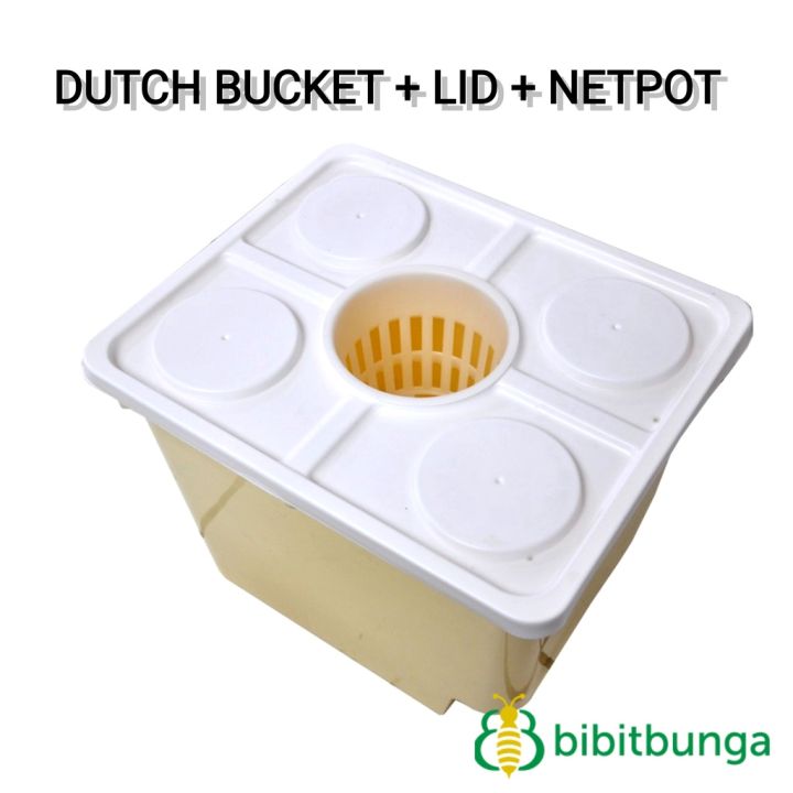 Ember + Tutup + Netpot Dutch Bucket Net Pot Sistem Hidroponik Tanaman ...