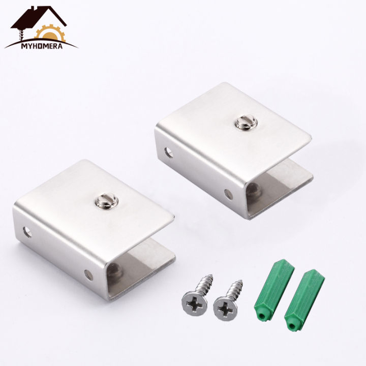 2 Pieces Stainless Steel Glass Clamps Shelves Support Corner Bracket ...