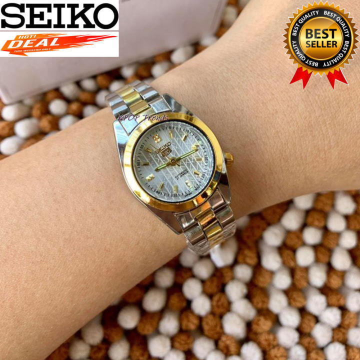 Seiko 5 21 Jewels White Dial Two-Tone Stainless Steel Watch for Women | Lazada PH