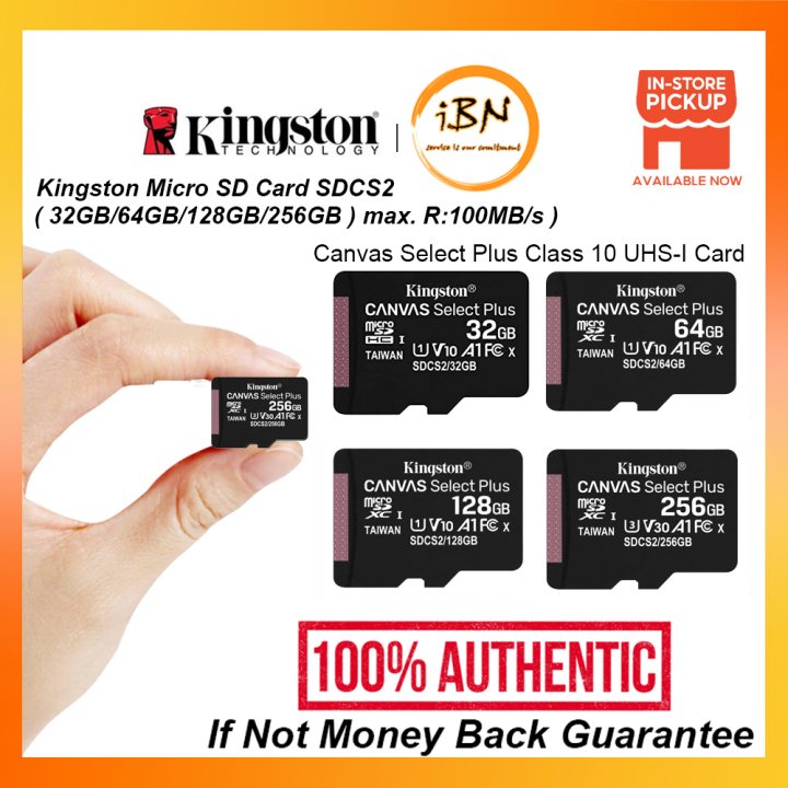 Kingston Micro SD Card Memory Card 100MB/s Canvas Select Plus Class 10 UHS-I Card SDCS2 (256GB ...