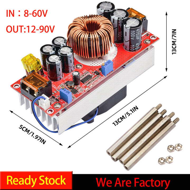 DC-DC Boost Converter 1800W 40A 1200W 20A Step Up Power Supply Module 10-60V to 12-90V ...