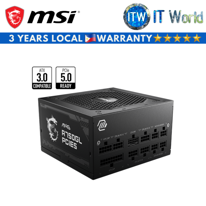 MSI PSU 750W Power Supply Unit 80+ Gold Modular MAG A750GL PCIE5 7E31 ...