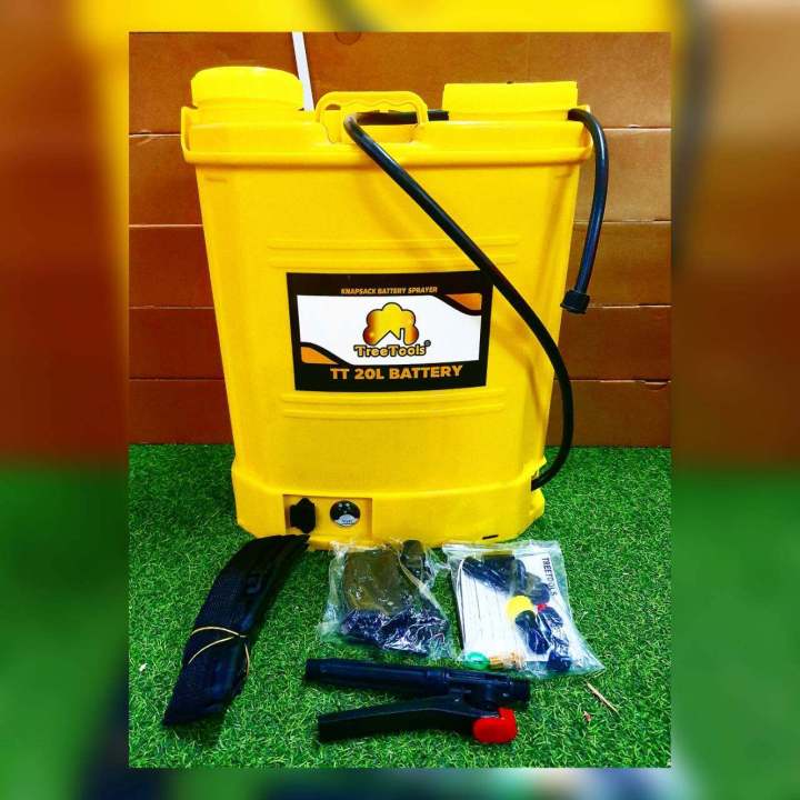 TREETOOLS เครื่องพ่นยาแบตเตอรี่ รุ่น TT-20L 20 ลิตร (สีเหลือง) พร้อมหัวพ่น 5 แบบ หัวพ่นทองเหลือง ...