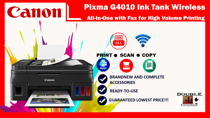 Canon PIXMA G4010 Refillable Ink Tank Wireless All-In-One with Fax for ...