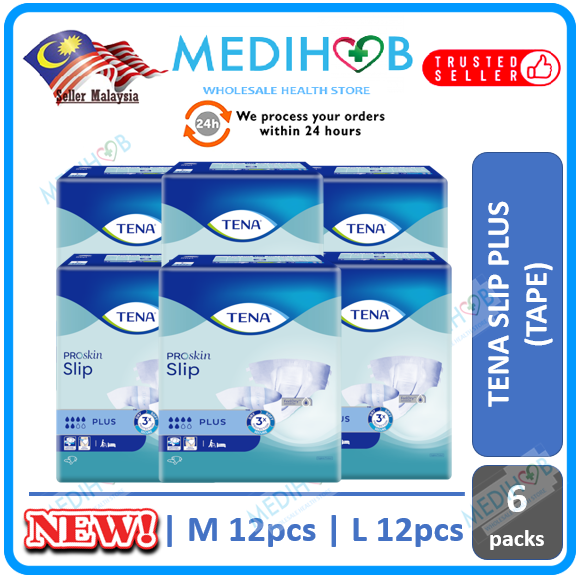 [WHOLESALE] 1 CARTON TENA SLIP PLUS Adult Diaper Lampin Dewasa (M / L Sizes) | Lazada