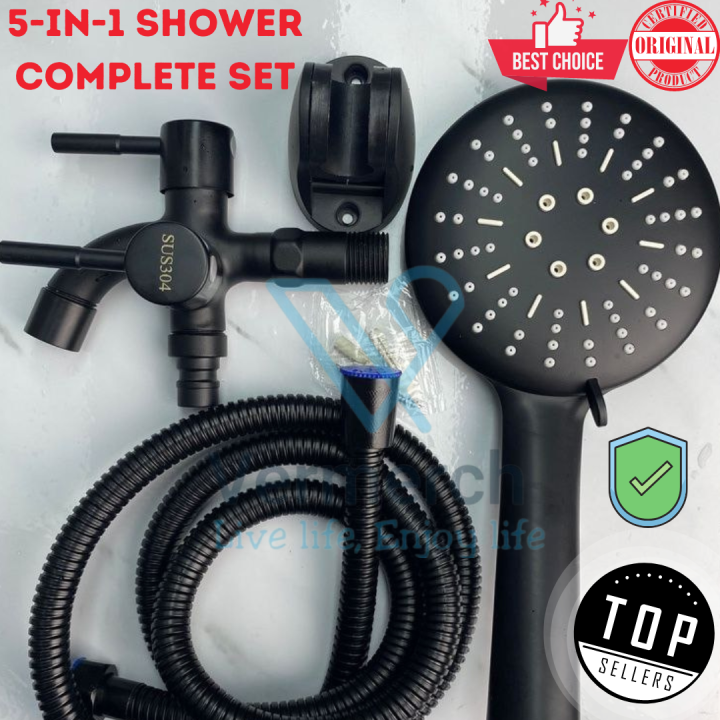Vermerch Original Telephone Shower Set Matte Black Bathroom Shower Set ...