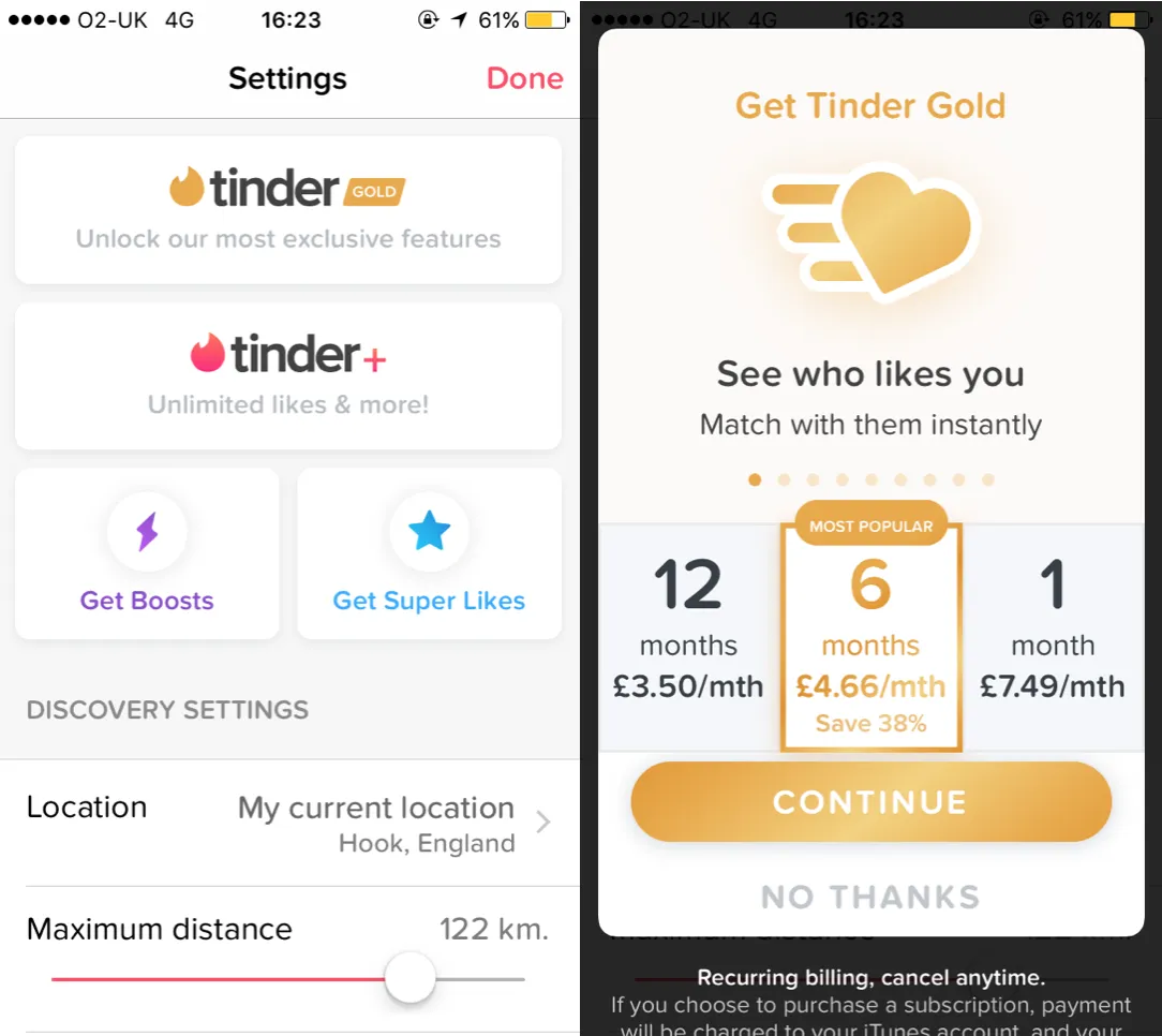 TINDER GOLD | TINDER PLUS | TINDER+ | TINDER | Instant ReCharge - Big ...