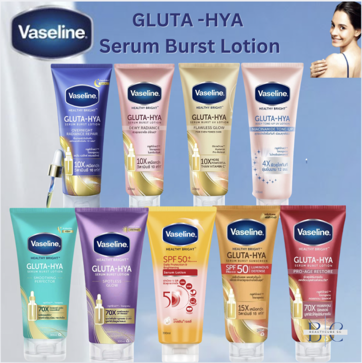 [SG INSTOCK] Vaseline Gluta HYA Serum Burst Lotion, Dewy Radiance, Flawless Glow, Overnight ...