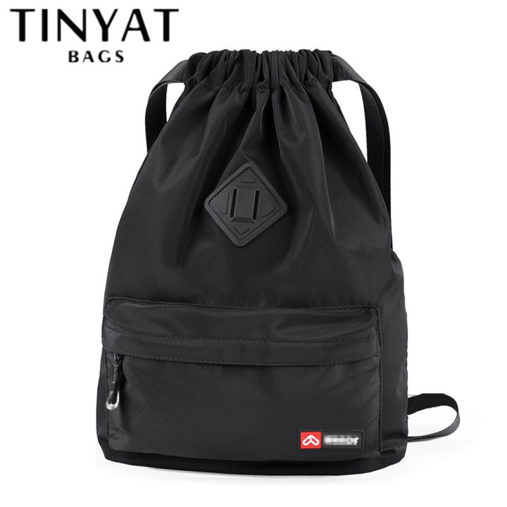 TINYAT Drawstring Backpack Sports Gym Yoga Bag Shoulder Rucksack for ...