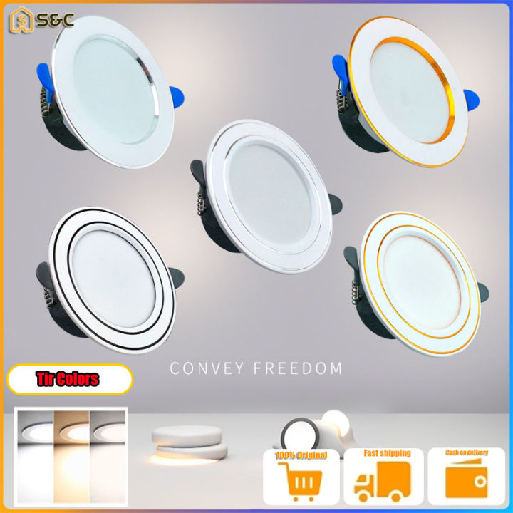 3 Colors LED Ceiling Light Recessed Downlight 220V 5W Pin Lights For ...
