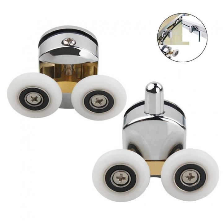 1pcs 25mm Metal Double Wheels Shower Door Rollers with Bumpers Screw ...