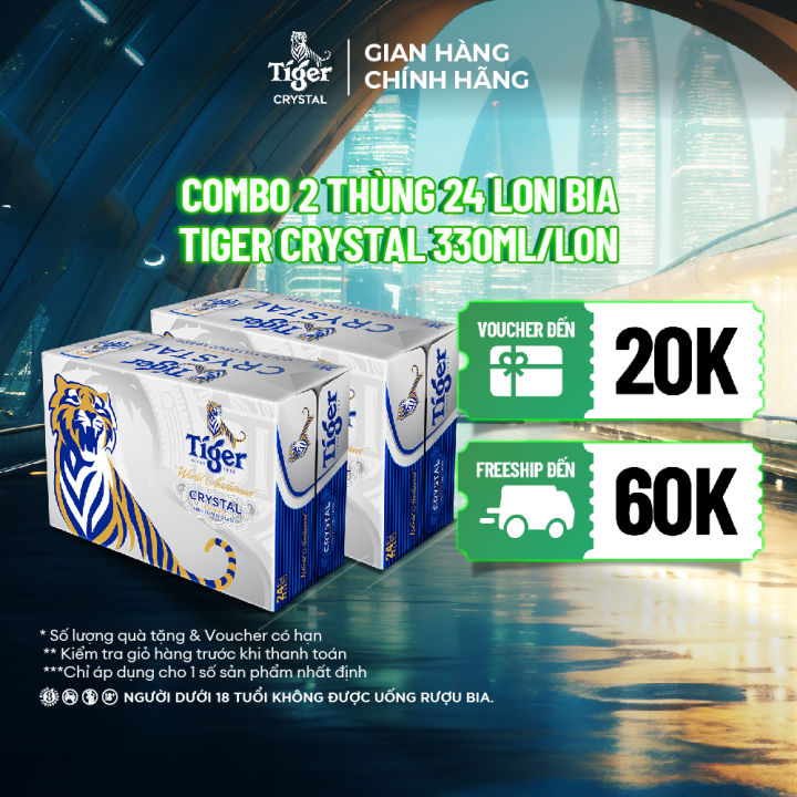 Combo 2 Thùng 24 lon bia Tiger Crystal 330ml/lon | Lazada.vn