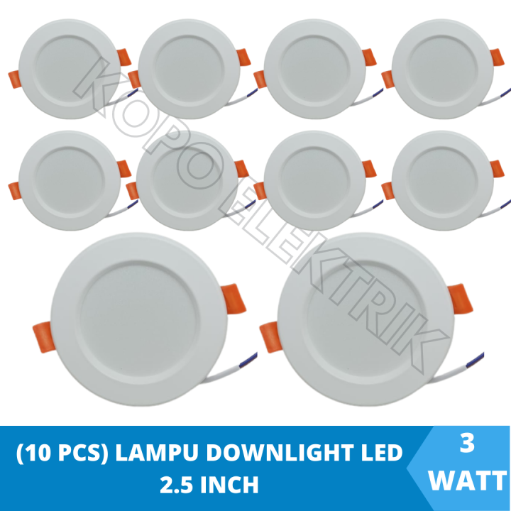 (isi 10 pcs) Lampu downlight LED 3W 2.5 Inch Putih 3 Watt Cahaya Putih ...