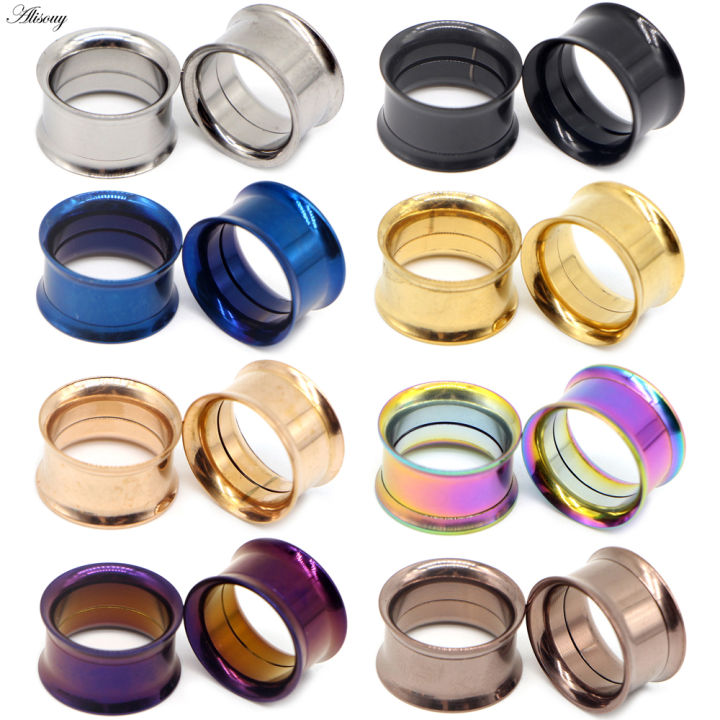 Alisouy 2PC 2-30mm Ear Gauges 316L Stainless Steel Ear Tunnels Plugs ...