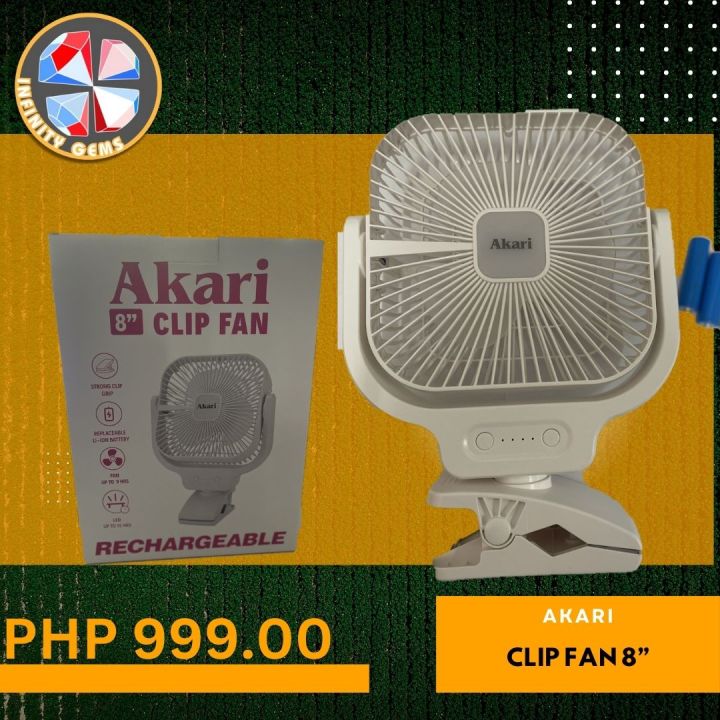 AKARI CLIP FAN "8" RECHARGEABLE | Lazada PH