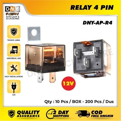 Relay 12V 40A 4 Pin Relay Kaki 4 - Aksesoris Mobil Relay Klakson dan ...