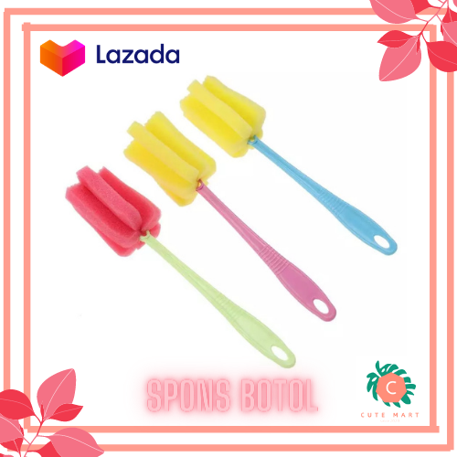 Cutemart - Spons Pencuci Botol Cleaner Sponge Tongkat Spons Pencuci ...