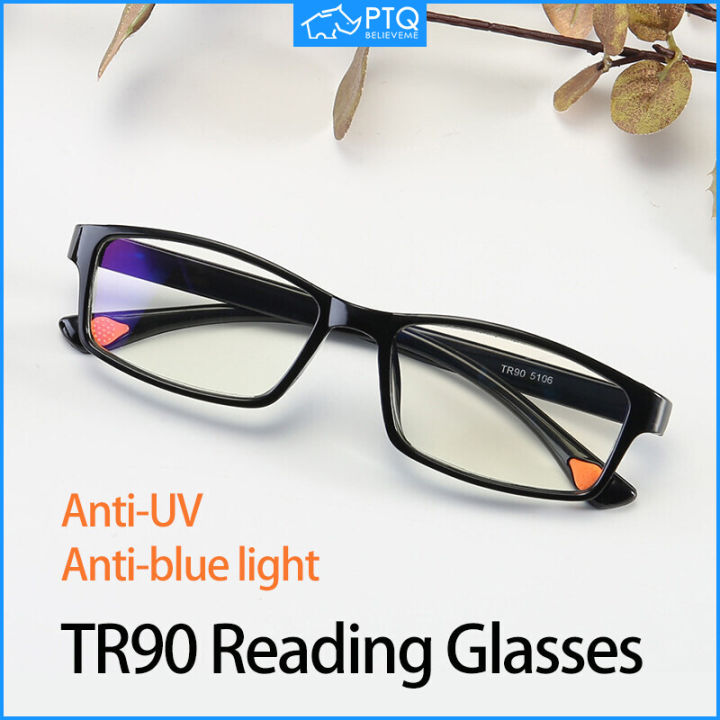 แว่นตา TR90แว่นตาอ่านหนังสือป้องกันรังสีสีน้ำเงินเรซิน HD แว่นตาอ่านหนังสือ PTQ | Lazada.co.th