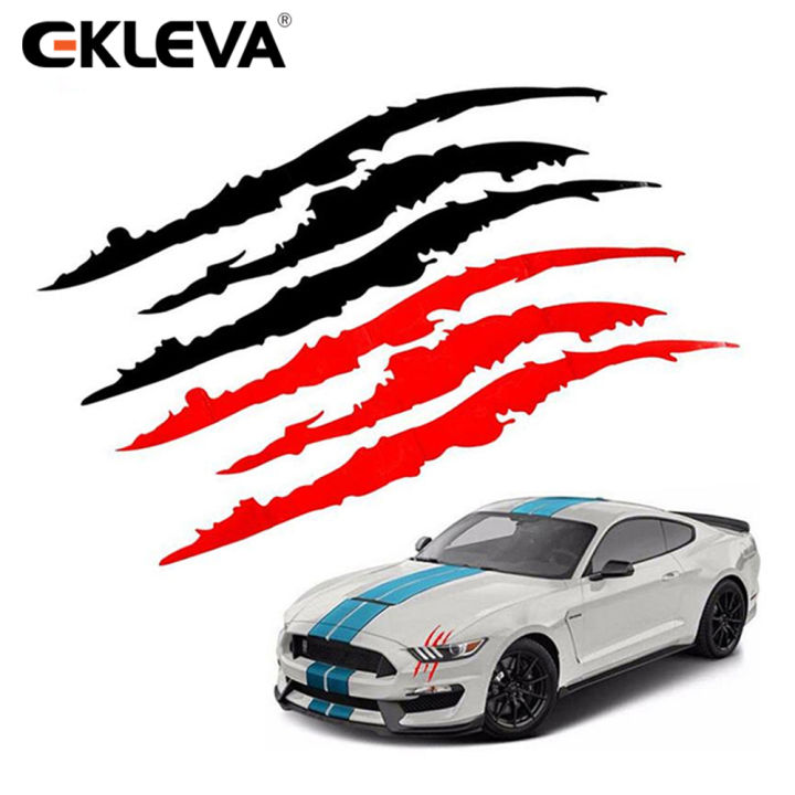 EKLEVA Car Sticker Reflective Claw Scratch Stripe Marks Headlight Decal ...
