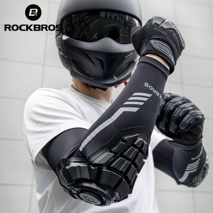 ROCKBROS Motorcycle Arm Sleeves with Elbow Pads Ice Silk Summer Anti ...